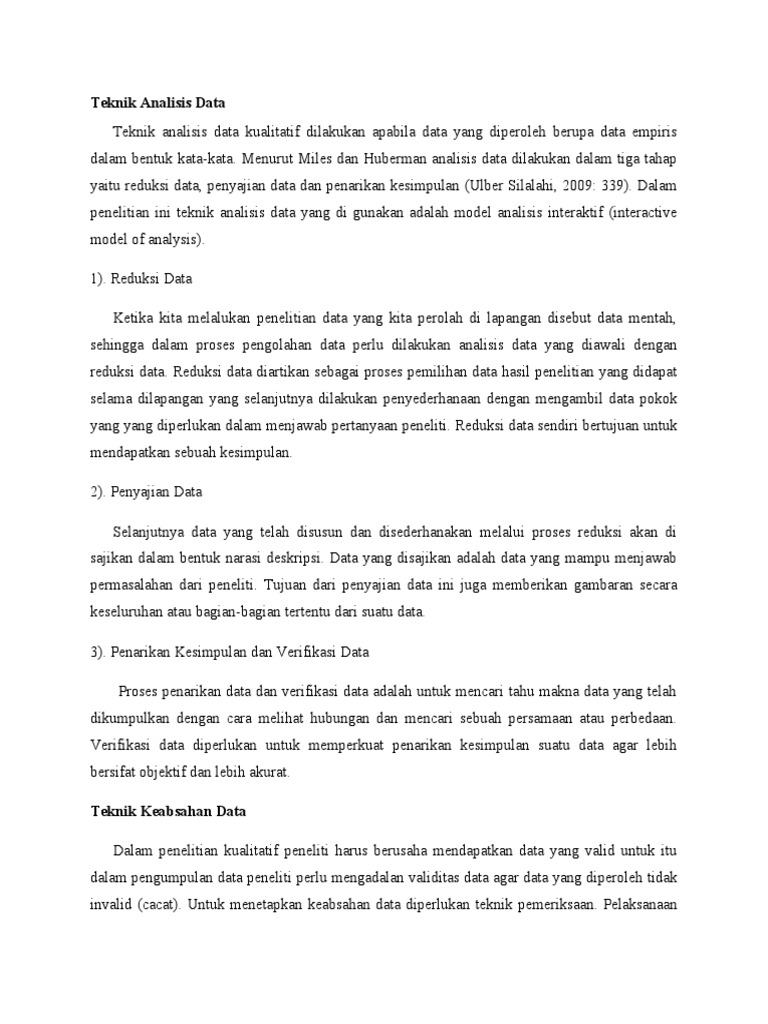Teknik Analisis Data & Teknik Keabsahan Data | PDF