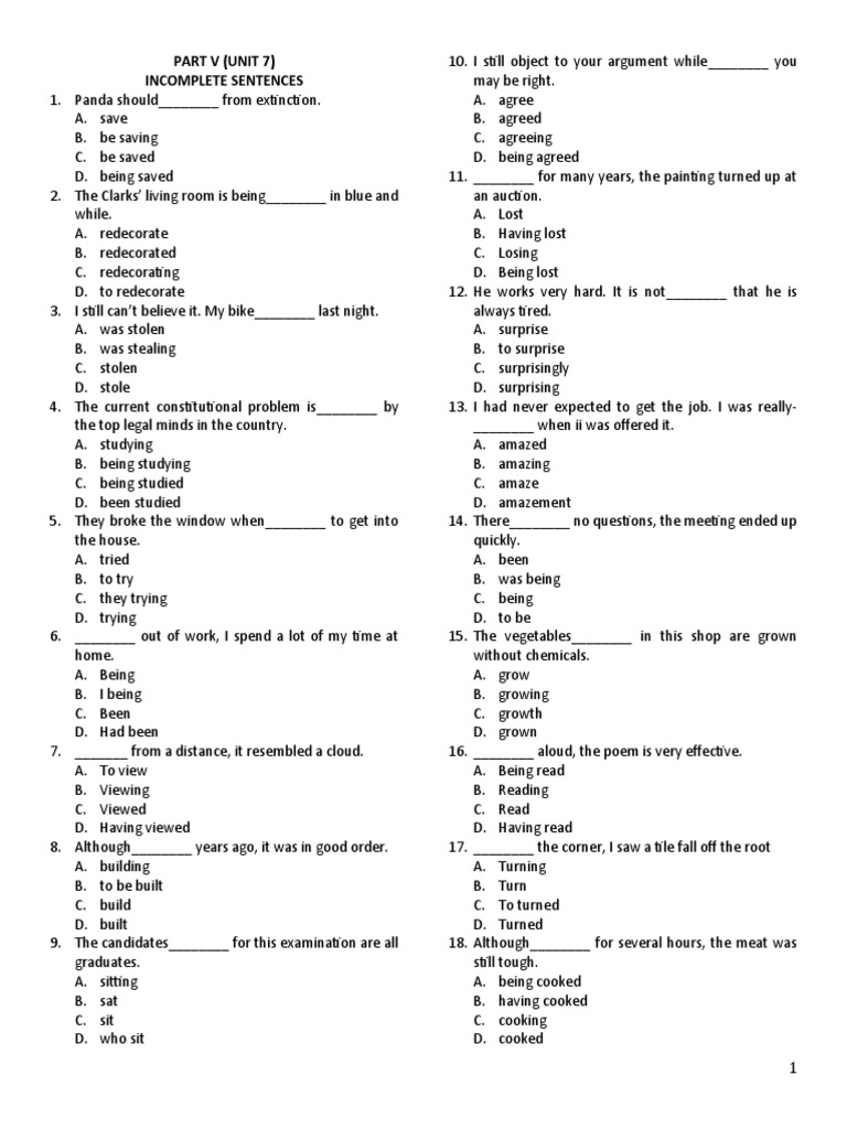 File - 20211029 - 174859 - Part V - Unit 7 - Participles | PDF