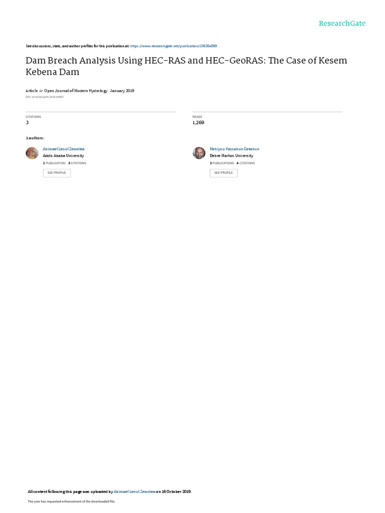 Dam Breach Analysis Using HEC-RAS and HEC-GeoRAS T | PDF | Flood | Dam
