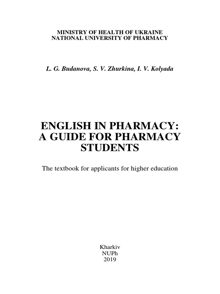 English in Pharmacy A Guide For Pharmacy Students | PDF | Pharmacy | Verb