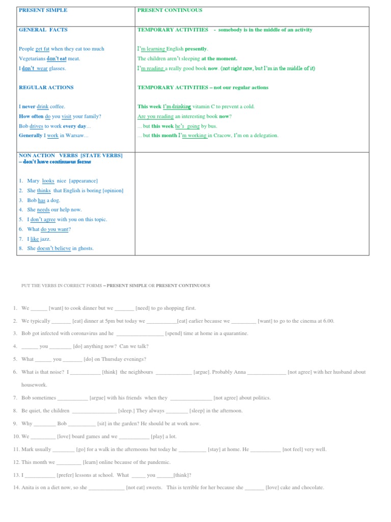 UNIT 1 P. 8 9 PR SIMPLE VS PR CONTINUOUS THEORY Step 1 | PDF | Self ...