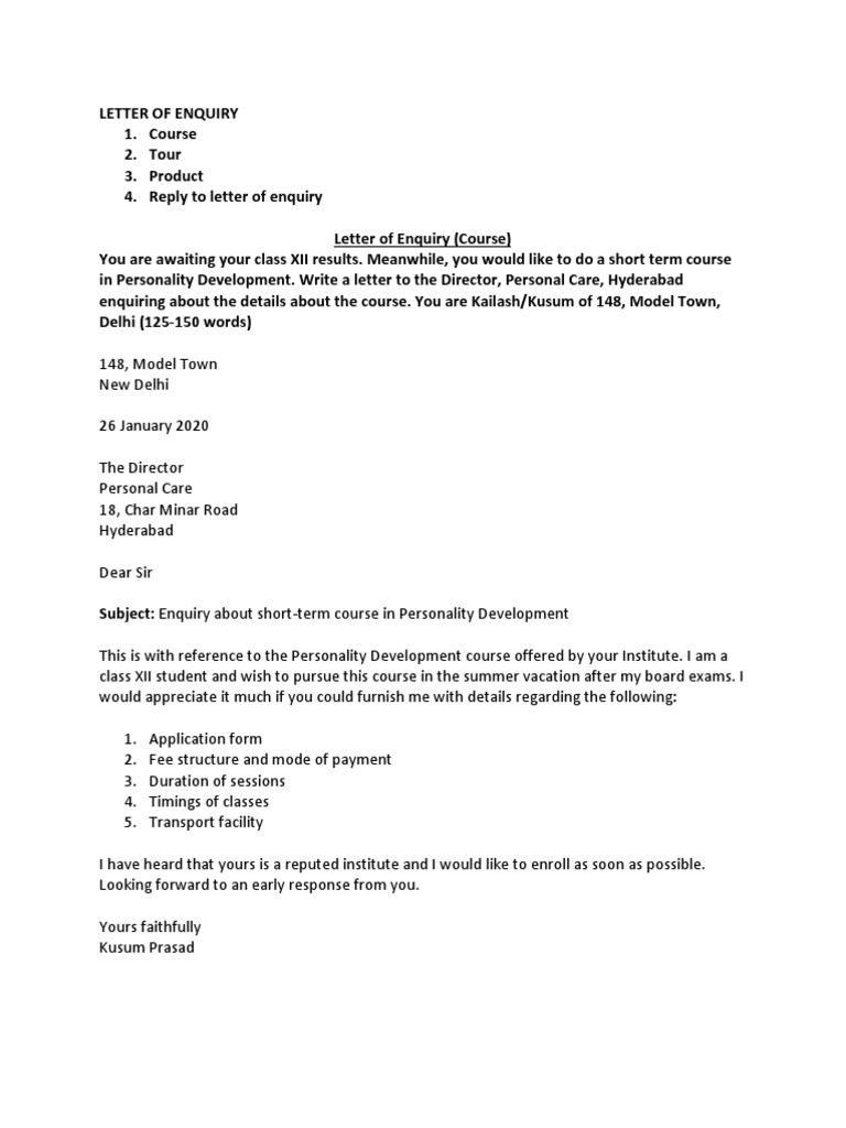 Letter of Enquiry - 12 | PDF
