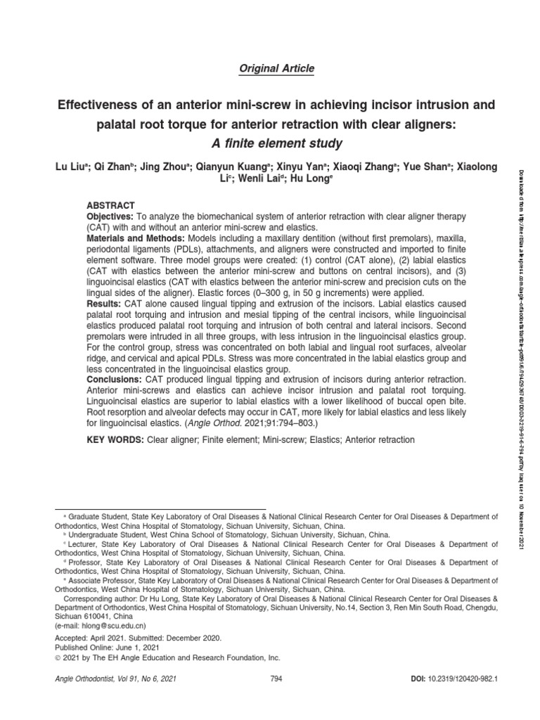 Effectiveness of An Anterior Mini-Screw in Achieving Incisor Intrusion ...