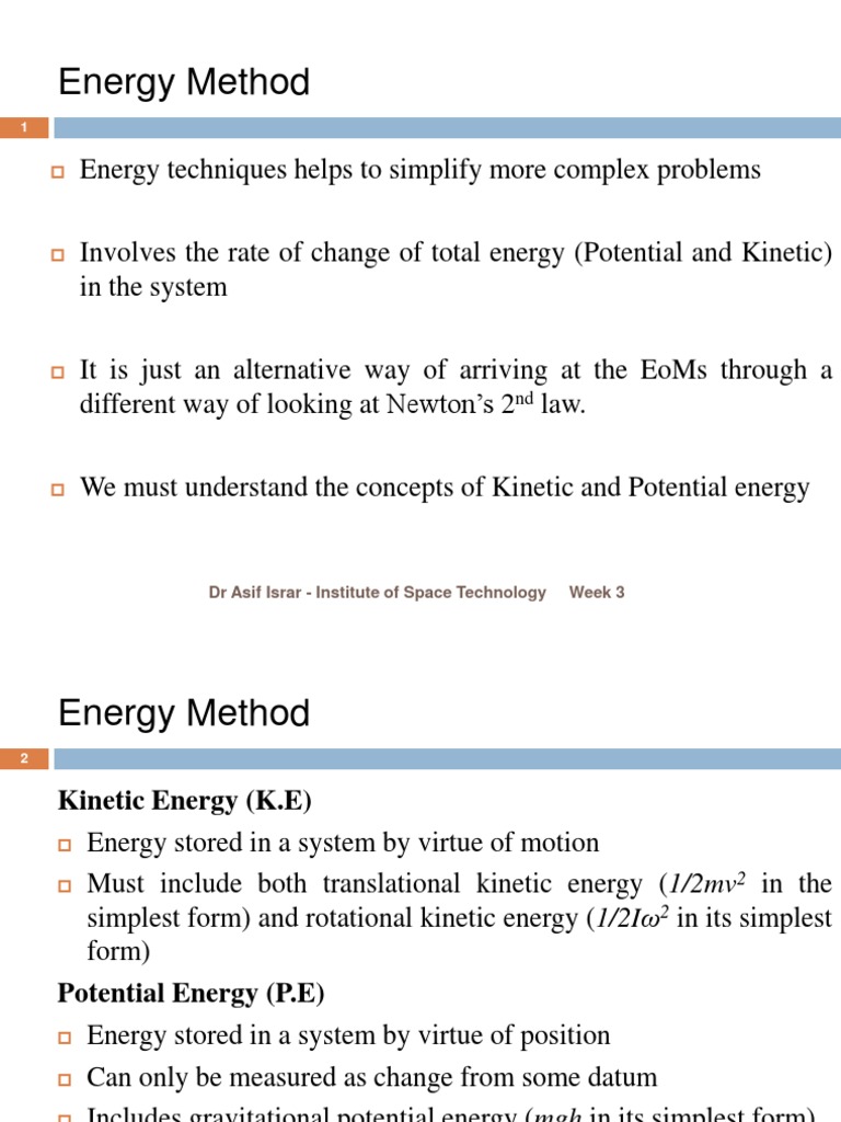 Energy Method: DR Asif Israr - Institute of Space Technology Week 3 ...