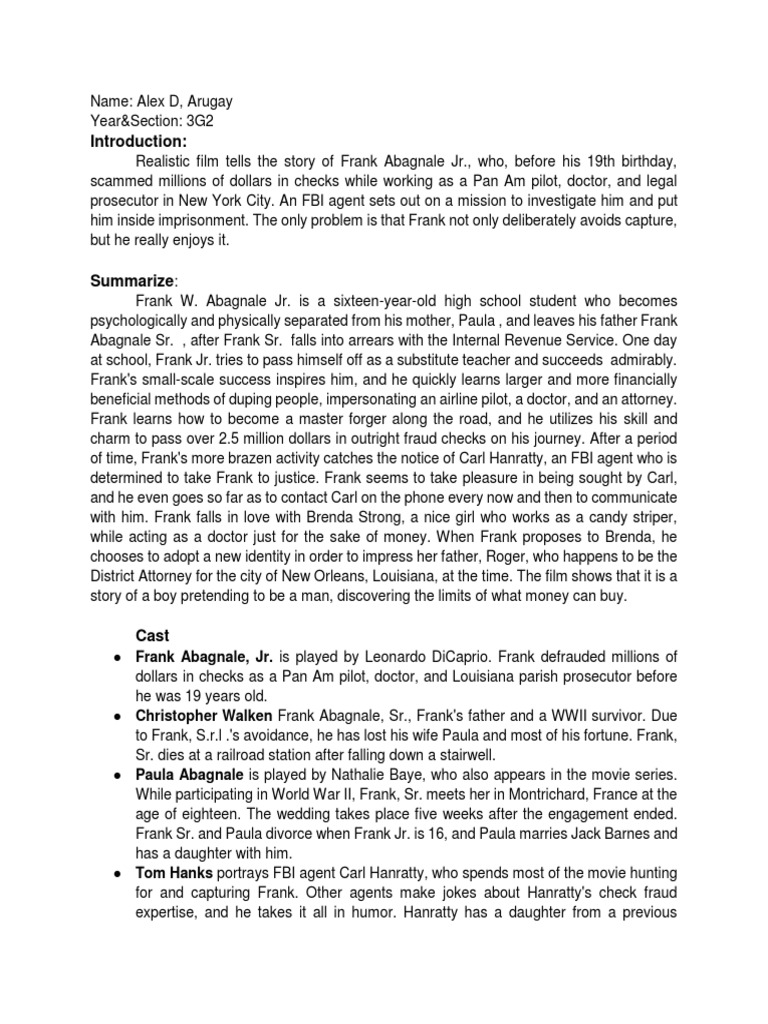 Catch Me If You Can: A Fraudulent Tale | PDF | Social Science | History