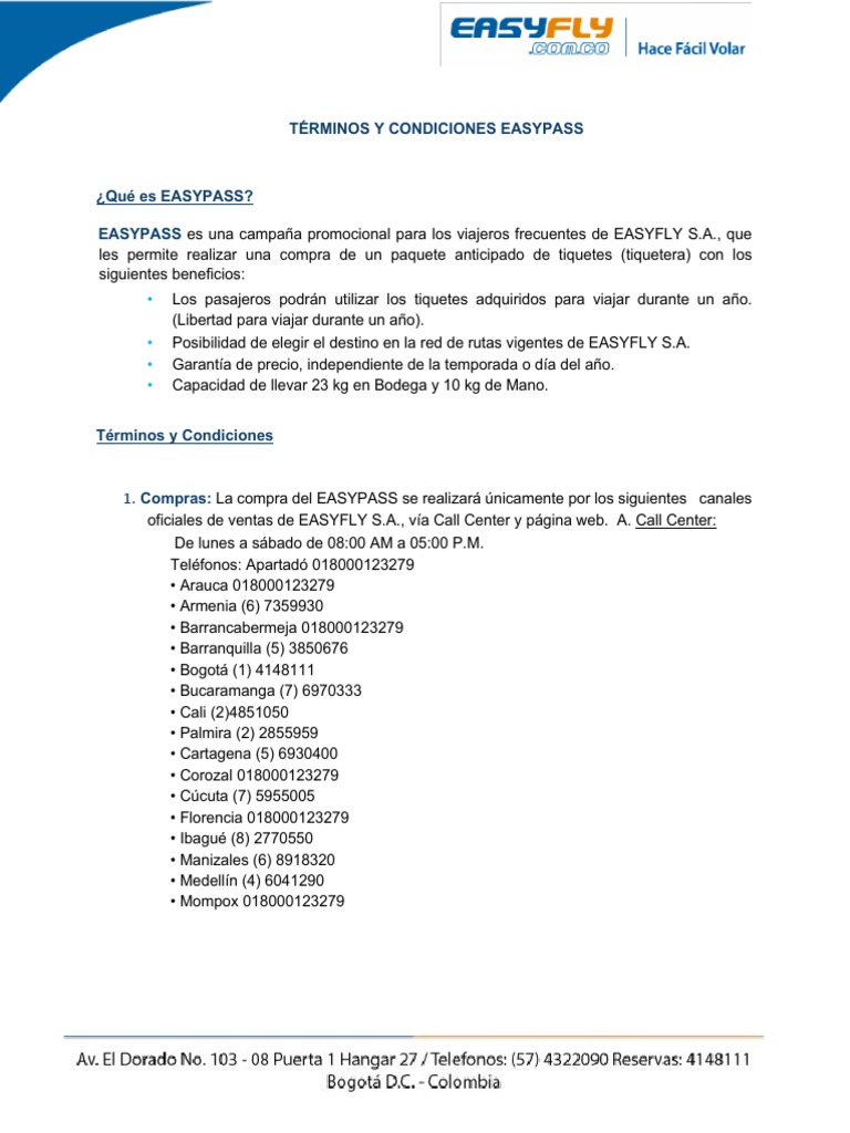 Términos y Condiciones de EASYPASS | PDF | Negocios