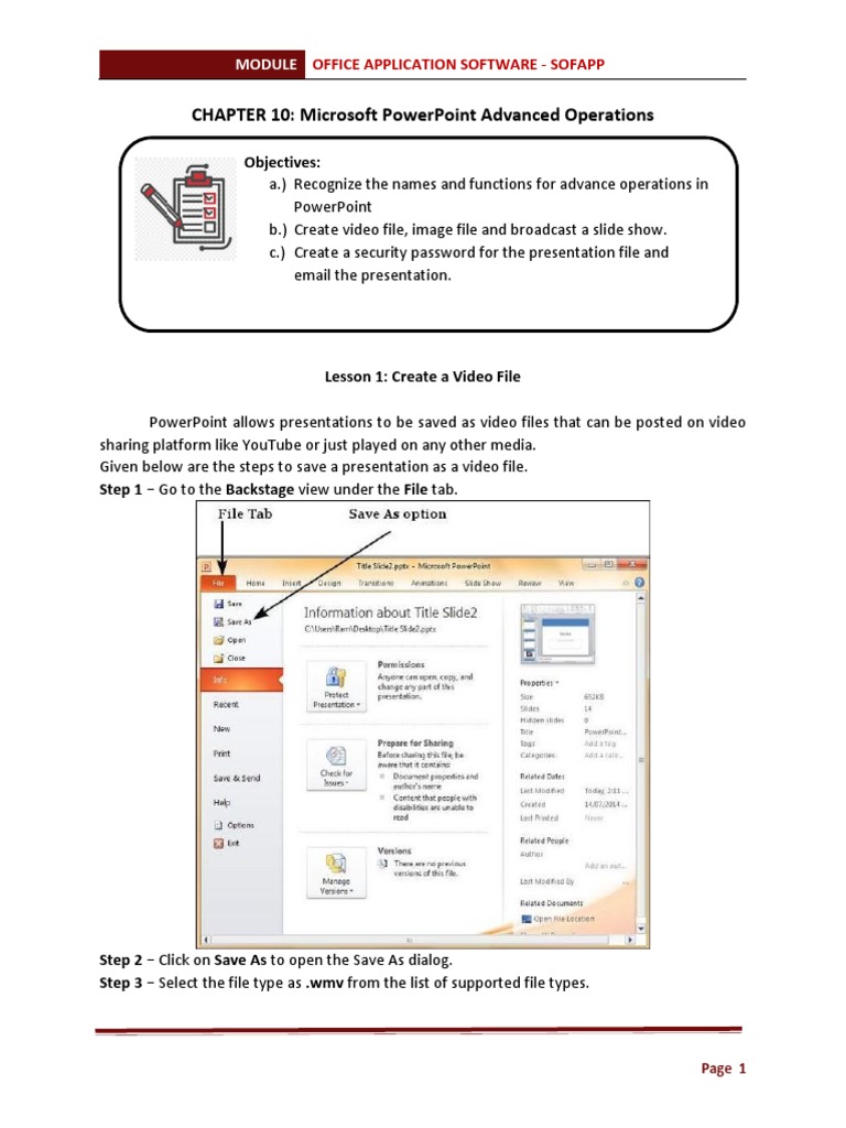 Chapter 10: Microsoft Powerpoint Advanced Operations: Objectives | PDF | Microsoft Power Point ...