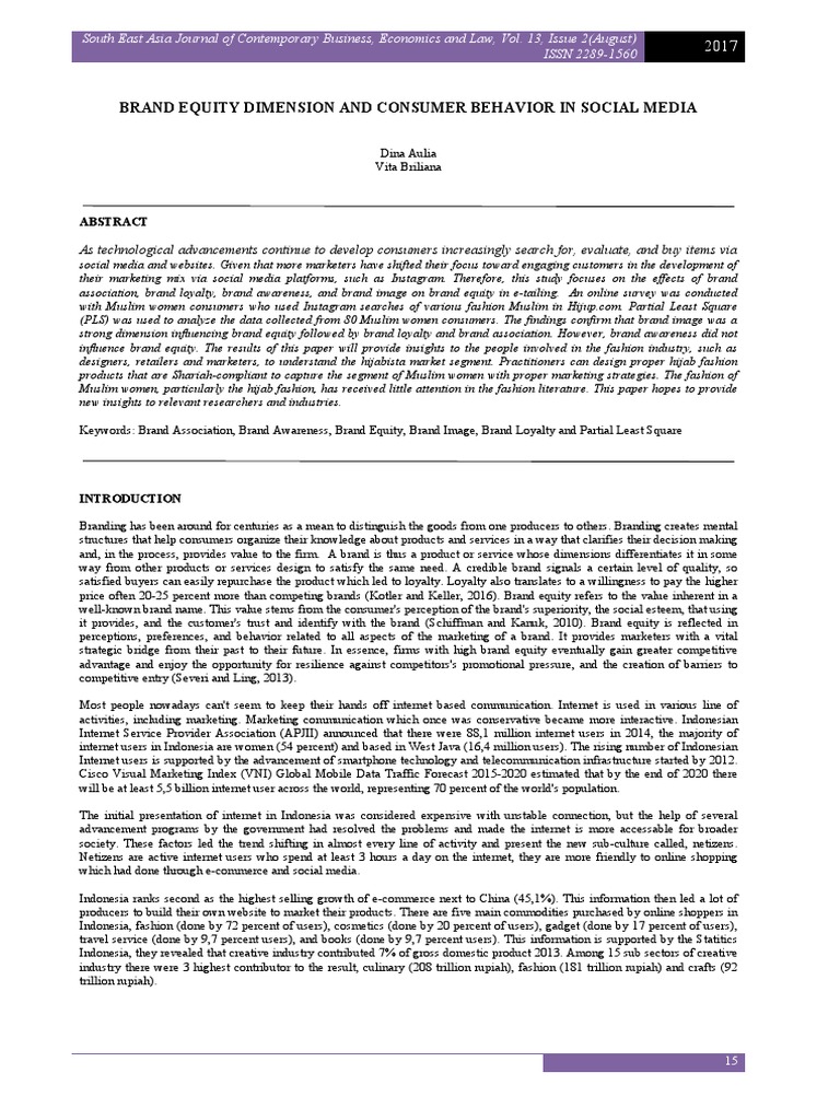 Brand Equity in Muslim Fashion E-Tailing | PDF | Brand | Validity (Statistics)