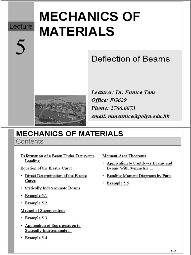Lecture 5 - Beam Deflection | PDF | Beam (Structure) | Bending