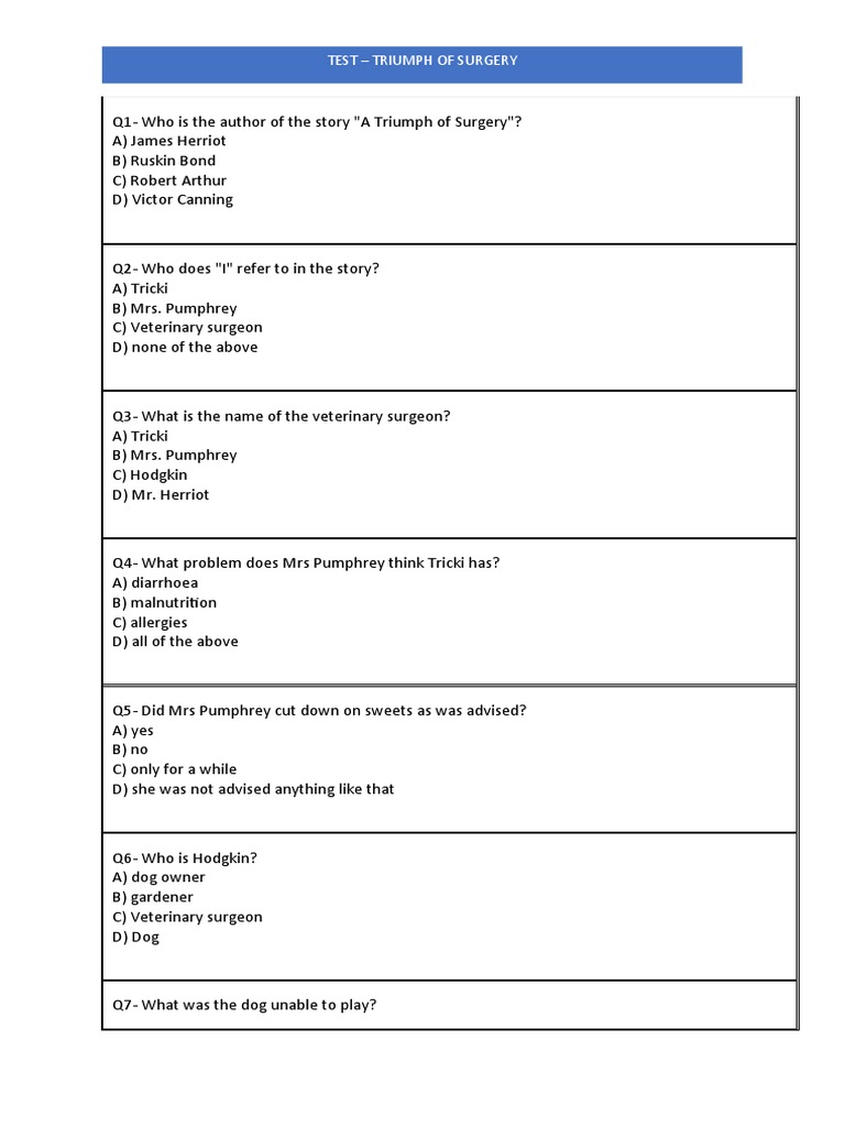 Triumph of Surgery Test | PDF