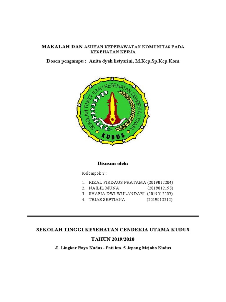 Makalah Dan Asuhan Keperawatan Komunitas Pada Kesehatan Kerja | PDF | Karier & Perkembangan ...