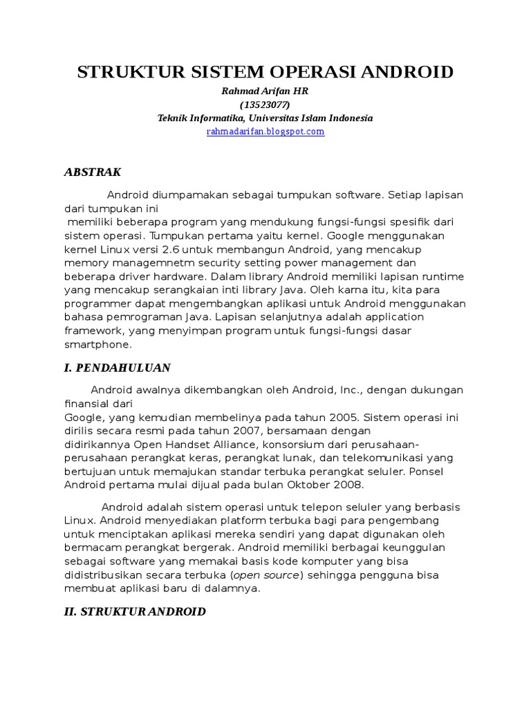 Struktur Sistem Operasi Android Dan IOS | PDF