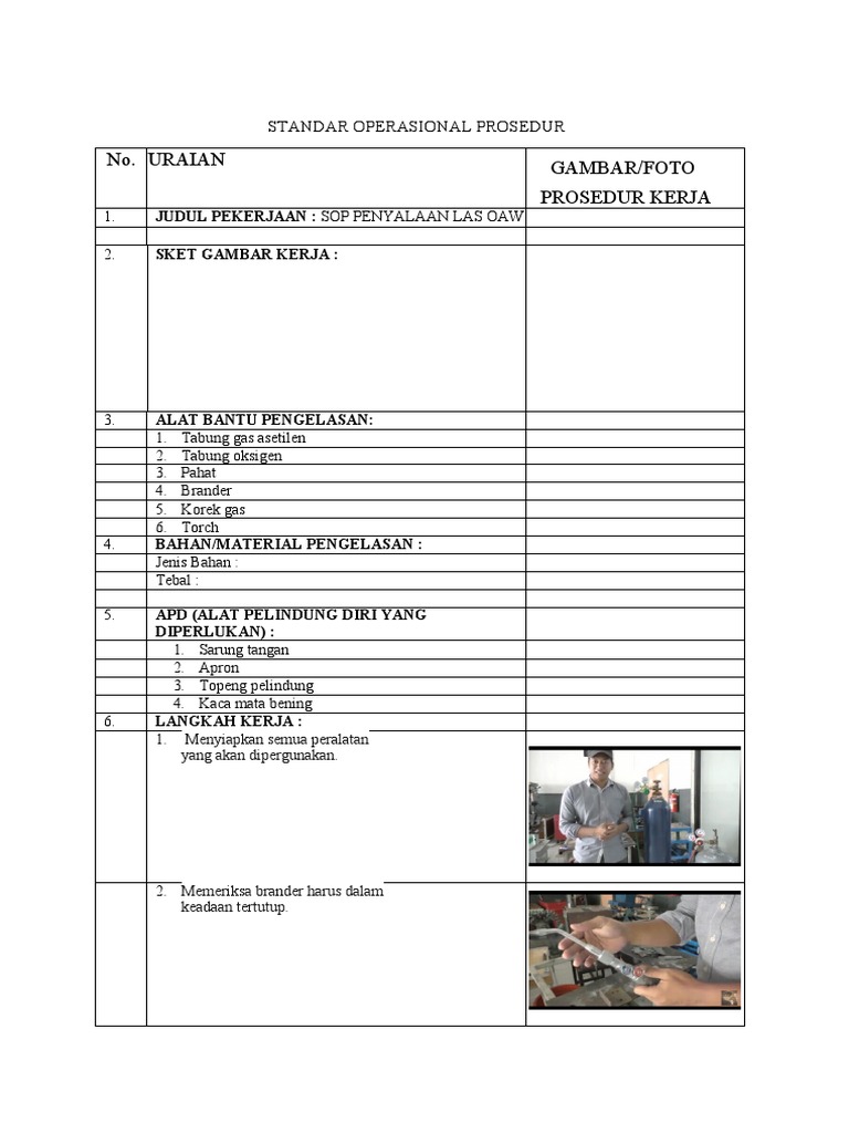 Sop Penyalaan Las Oaw | PDF