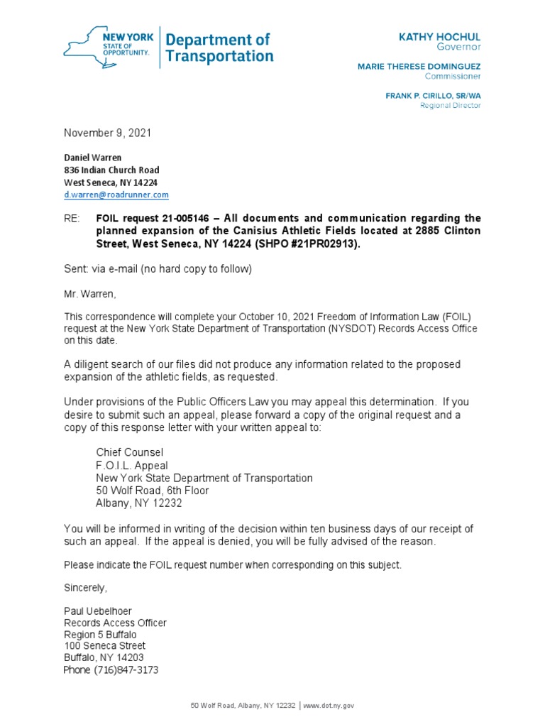 FOIL 21-005146 Response Letter | PDF | Law