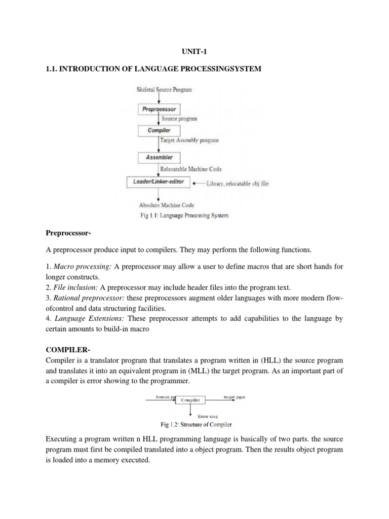 UNIT-1 1.1. Introduction of Language Processingsystem | PDF | Compiler ...