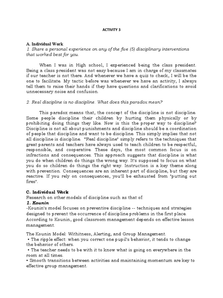 ACTIVITY 3-INDIVIDUAL-InocC. | PDF | Teachers | Behaviorism