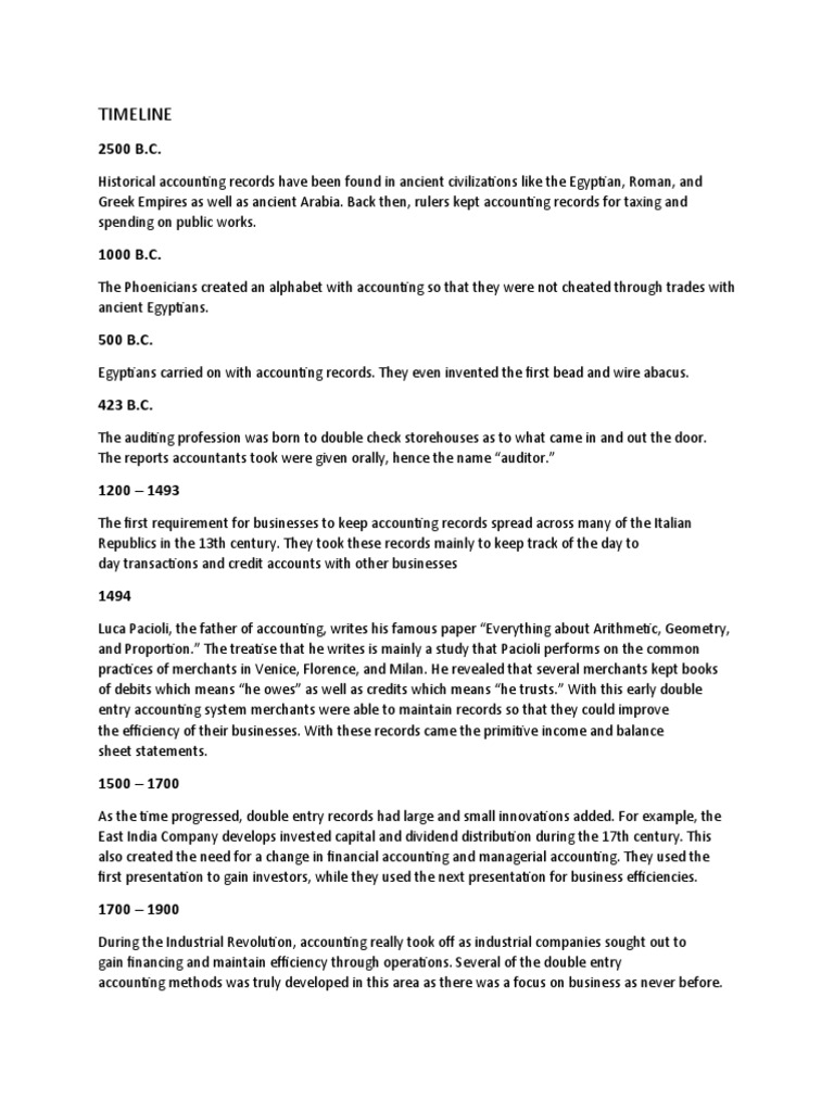 TIMELINE | PDF | Accounting | Generally Accepted Accounting Principles ...