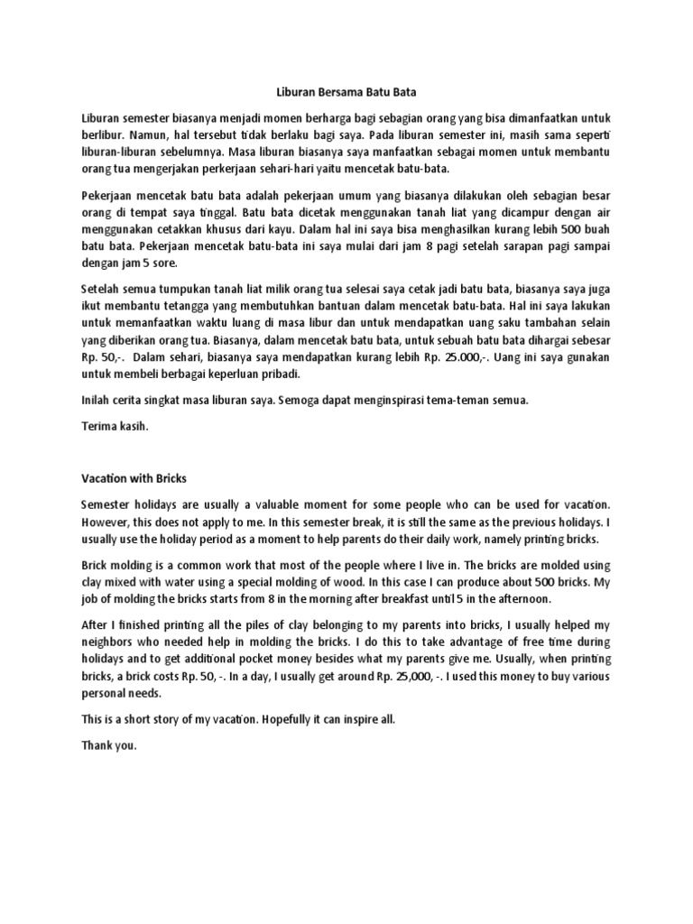 Liburan Bersama Batu Bata | PDF