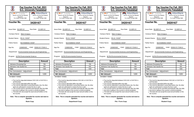 Voucher No | PDF | Fee | School Voucher