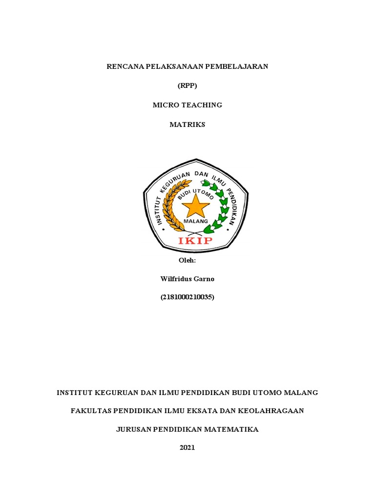 RPP - Micro - Teaching (1) (Wilfridus Garno) | PDF