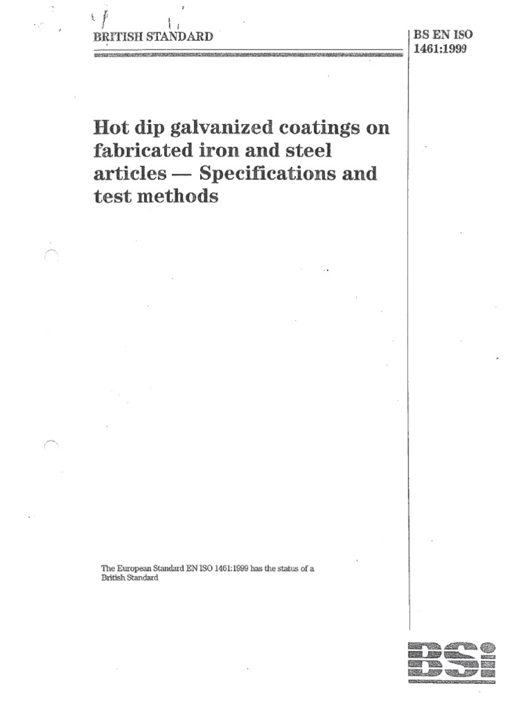 BS en ISO 1461-1999 Hot-Dip Galvanized Coatings On Fabricated Iron and ...