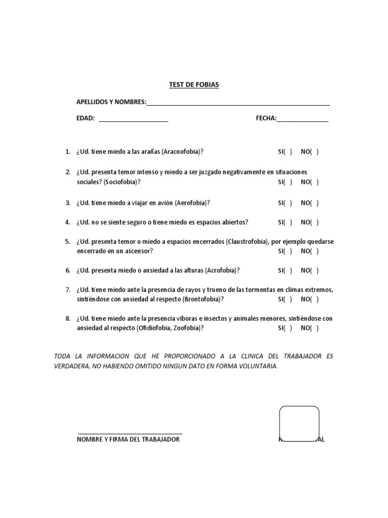 Test Fobias | PDF