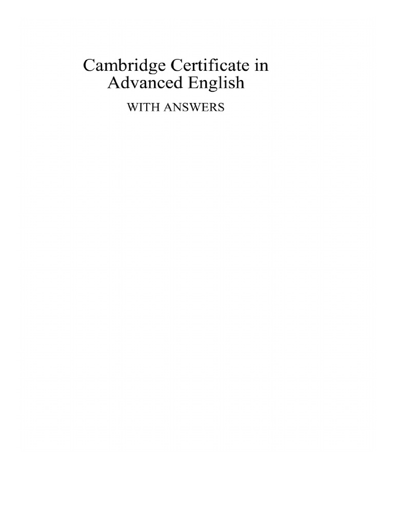 CAE Text Book With Answers | PDF
