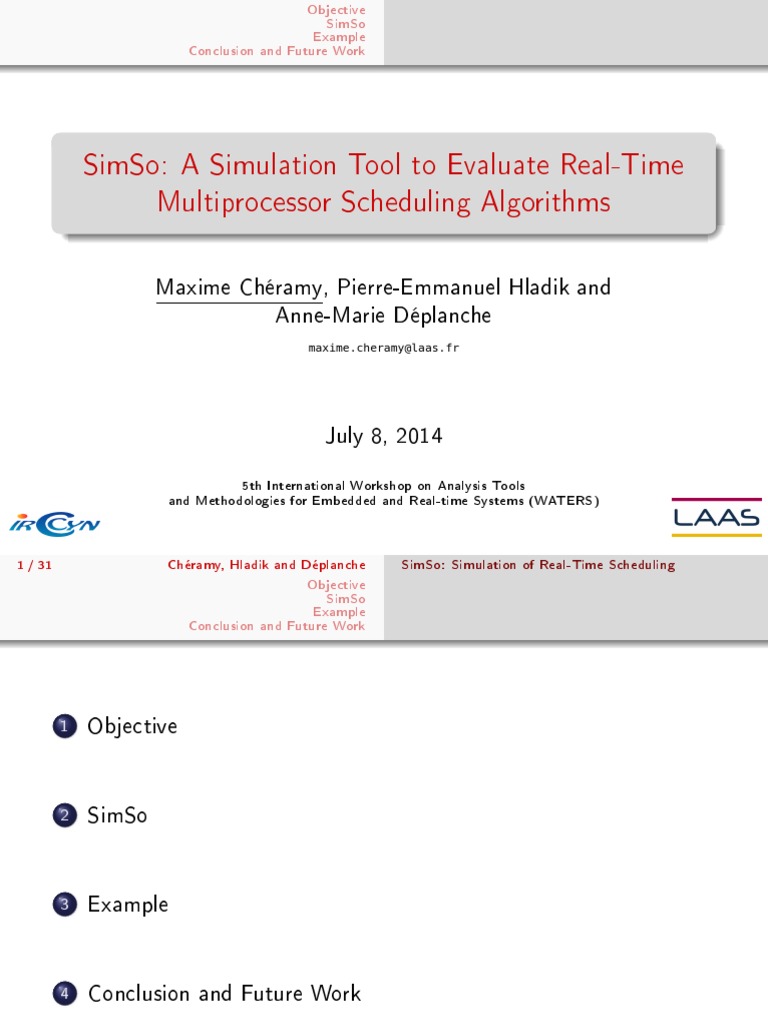 Simso: A Simulation Tool To Evaluate Real-Time Multiprocessor Scheduling Algorithms | PDF ...