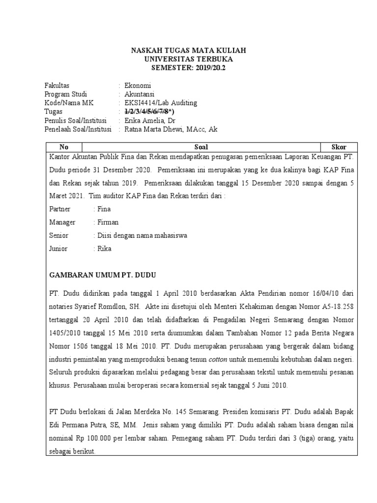 Tugas Lab Auditing Akuntansi | PDF