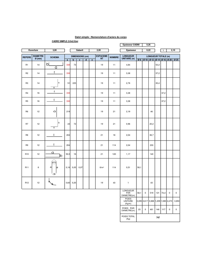 Ferraillage Corps Dalo | PDF