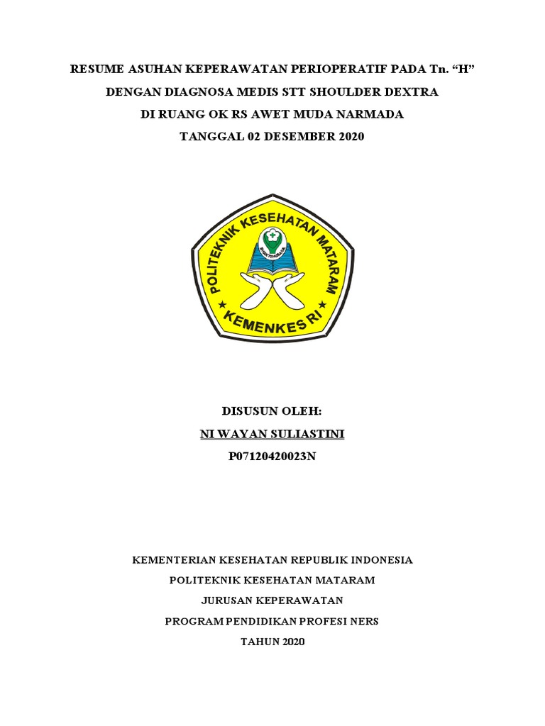 Resume Askep Perioperatif (STT Shoulder Dextra) | PDF | Sains & Matematika