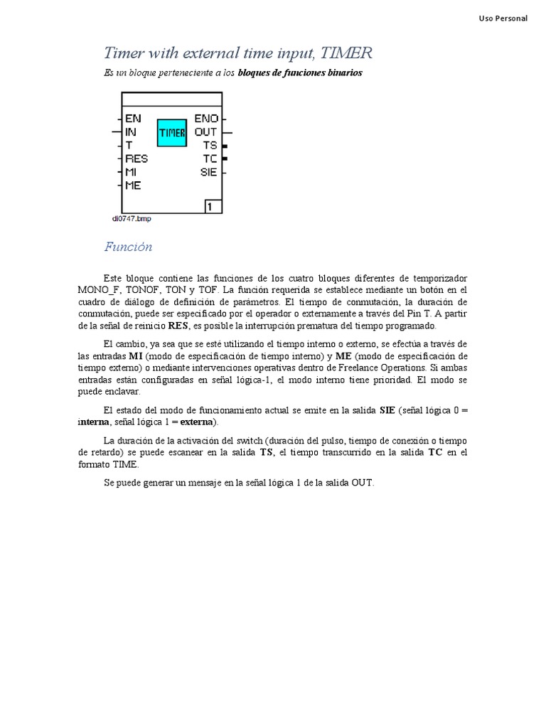 TIMER, Timer With External Time Input | PDF | Ingenieria Eléctrica ...