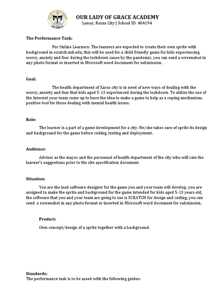 G10 Performance Task ICT | PDF | Scratch (Programming Language)