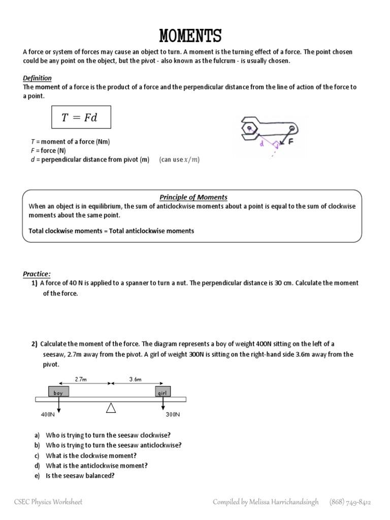 Principle of Moments | PDF | Lever | Center Of Mass