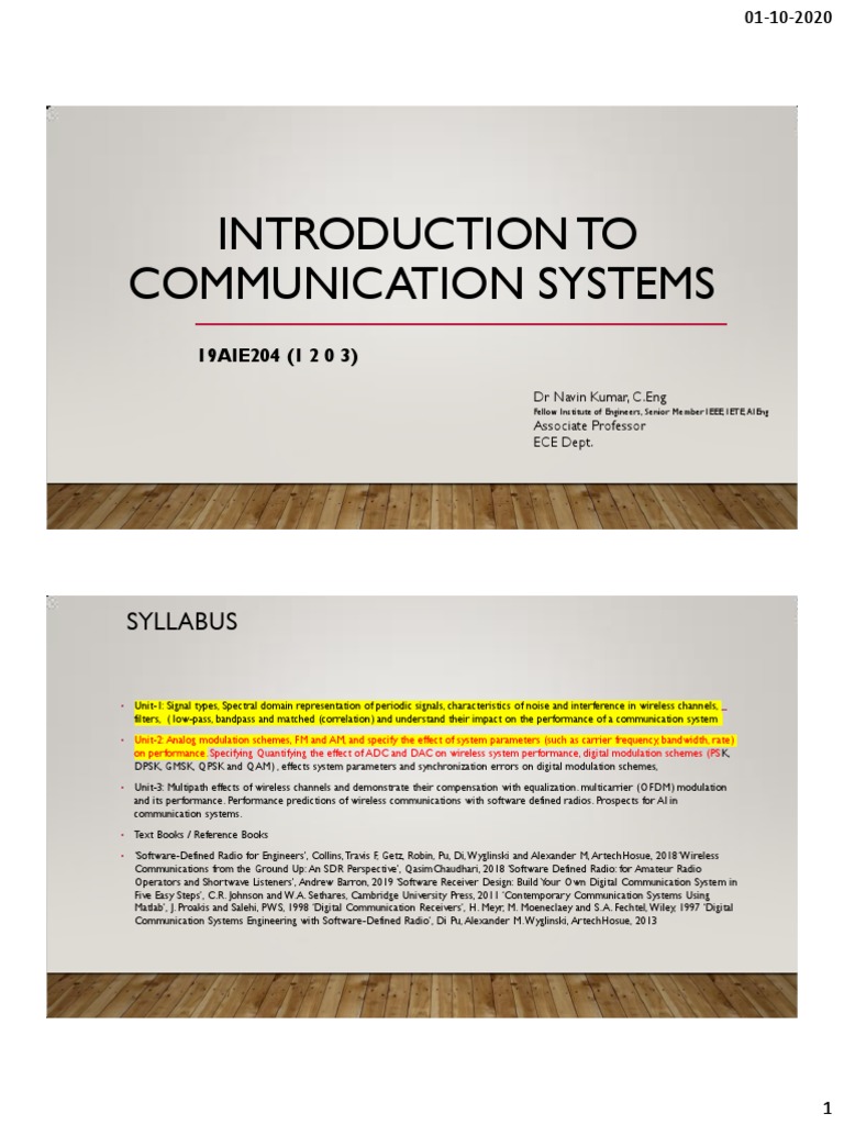 Introduction To Communication Systems: Syllabus | PDF | Radio | Modulation