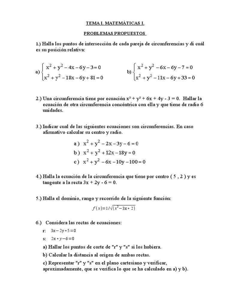 Problemas Propuestos Tema I | PDF