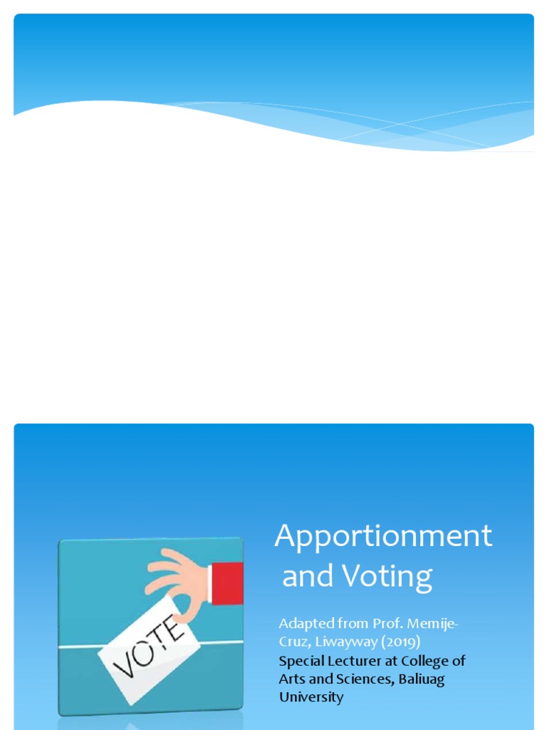 Final Lesson 9 Basic Concepts of Apportionment and Voting | PDF ...
