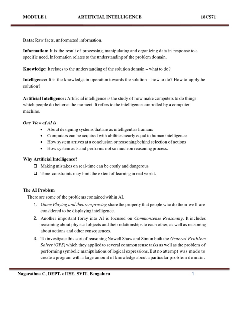 Module 1 18CS71 | PDF | Artificial Intelligence | Intelligence (AI ...