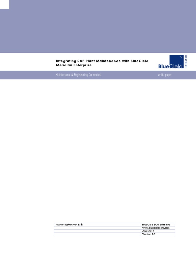 Integrating Sap Plant Maintenance With Bluecielo Meridian Enterprise ...