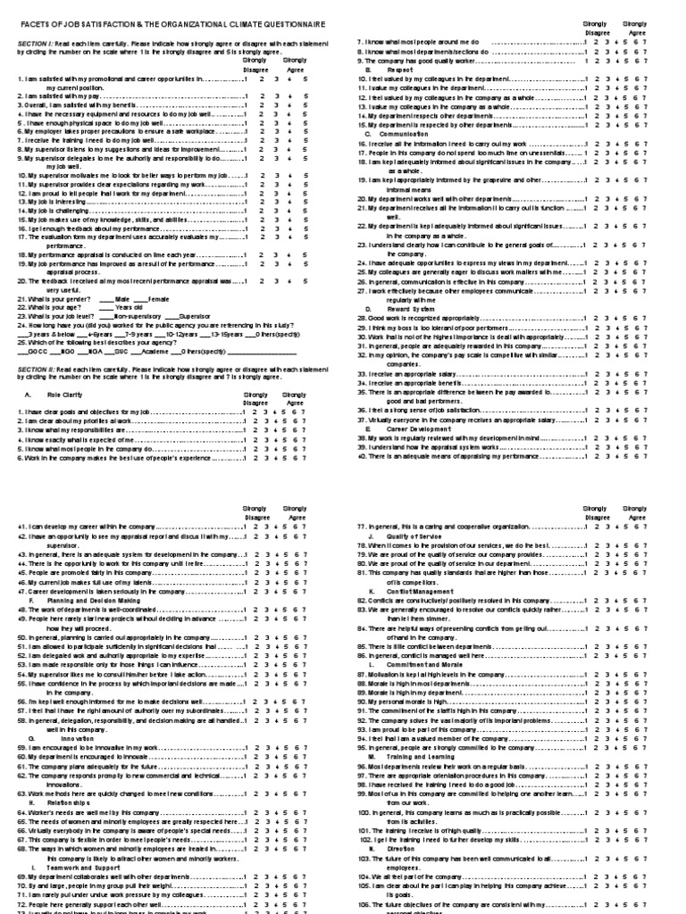 An Analysis of Job Satisfaction and Organizational Climate Through a ...