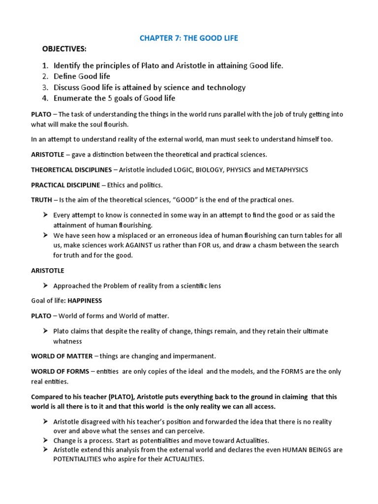 Chapter 7 - The Good Life (STS) | PDF | Science | Reality