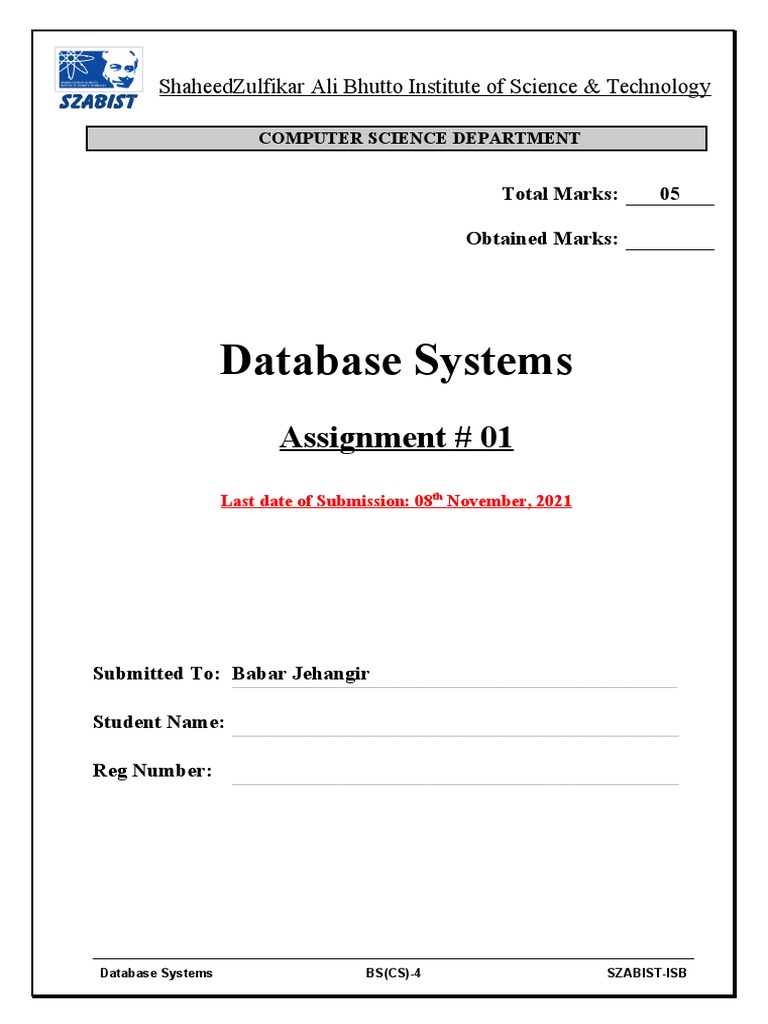 Database Systems Assignment 01 Pdf Databases Computer Science 9773