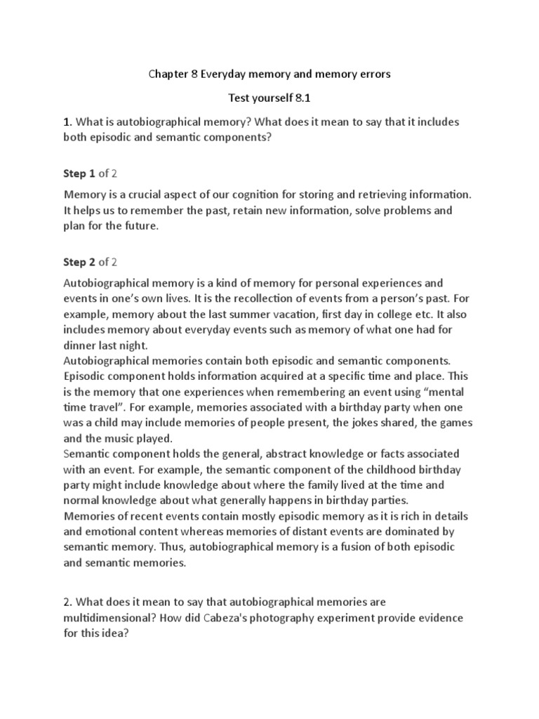 Chapter 8 Everyday Memory and Memory Errors | Download Free PDF | Memory | Witness