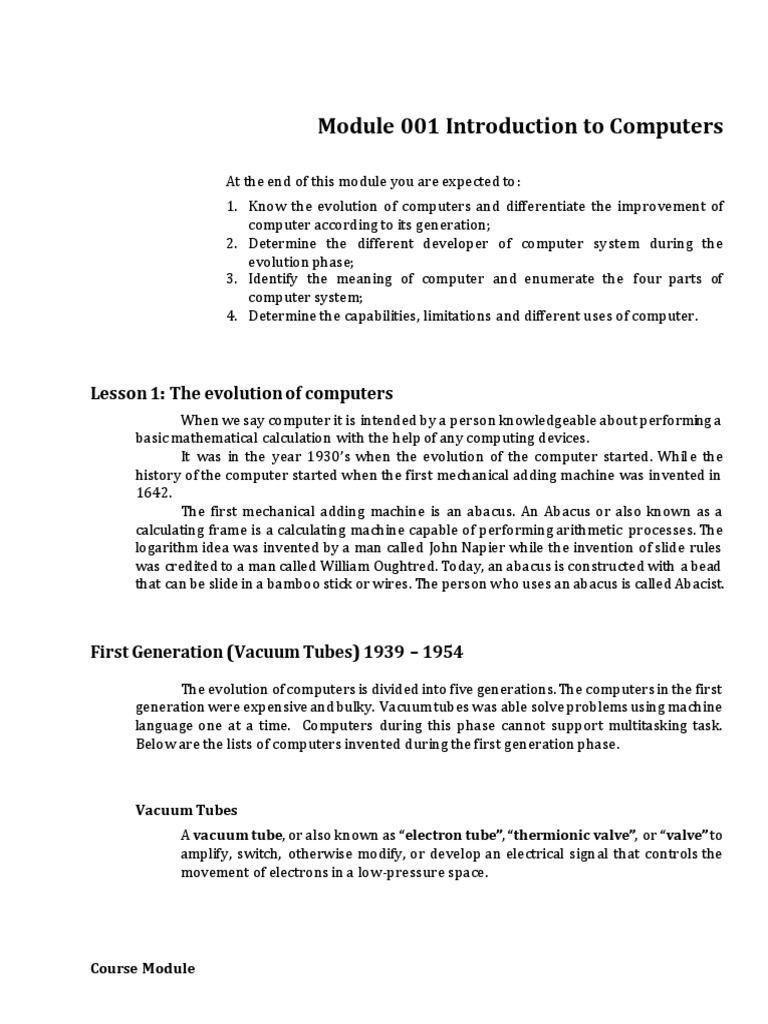 W1 - Introduction To Computer - MODULE PDF | PDF | Computer Data ...