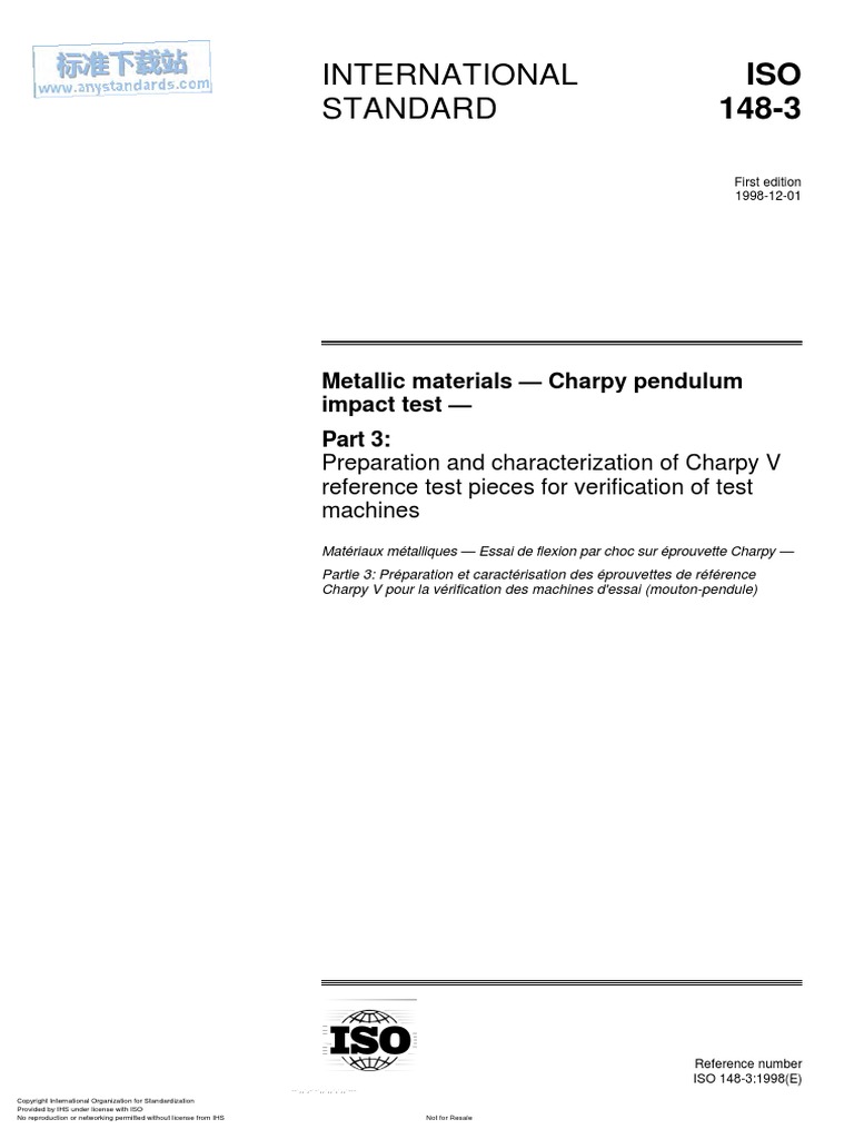 Iso 148-3 - 1998 | PDF | International Organization For Standardization | Verification And ...