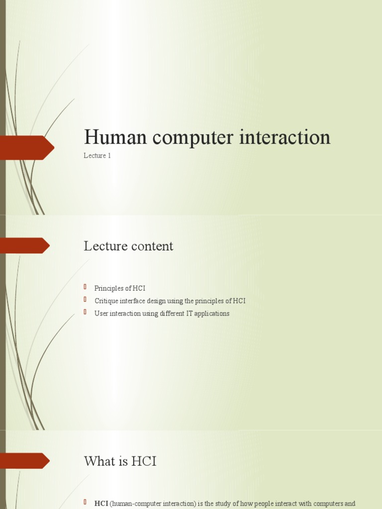 Human Computer Interaction LECTURE 1 | PDF | Human–Computer Interaction | Usability