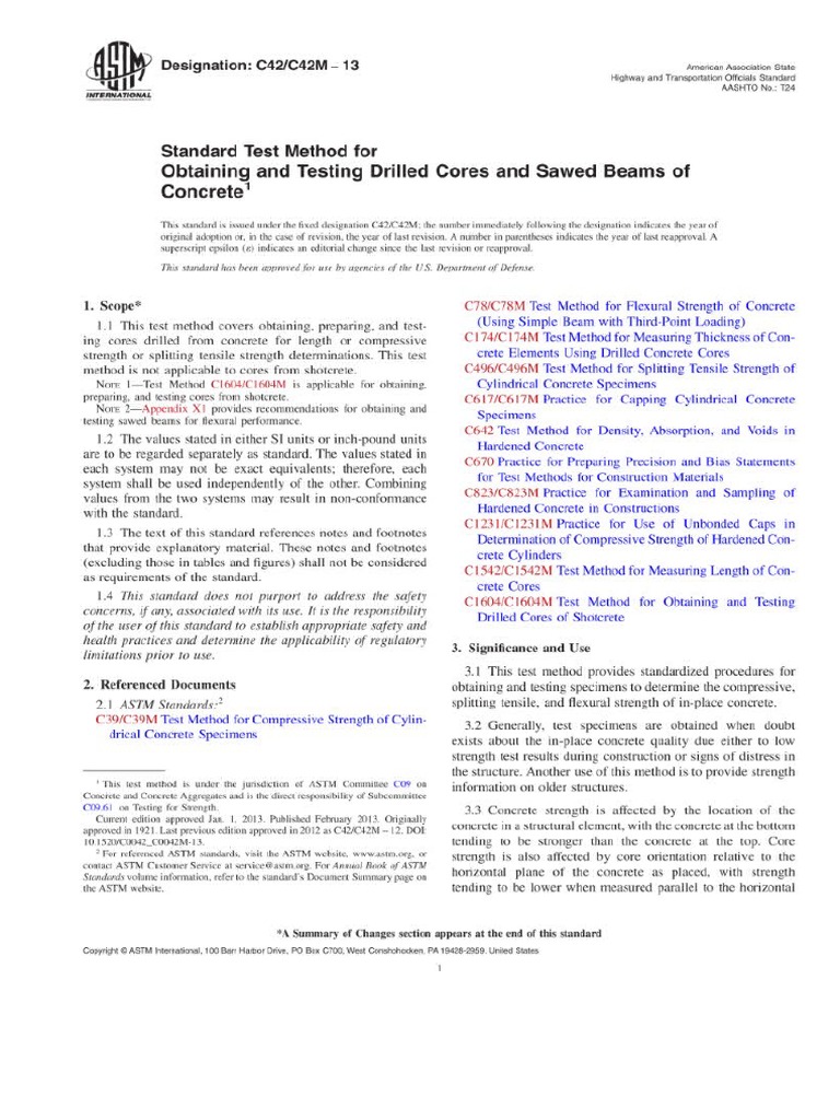 Astm C42-C42M-13 | PDF