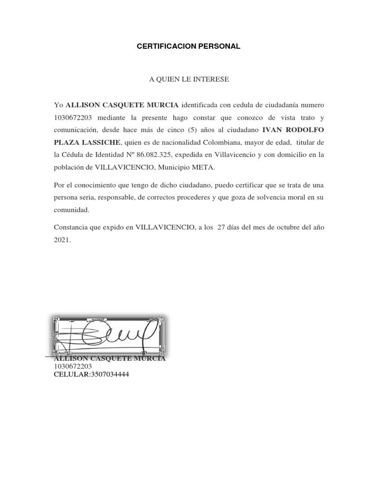 Certificacion Personal 2021 | PDF