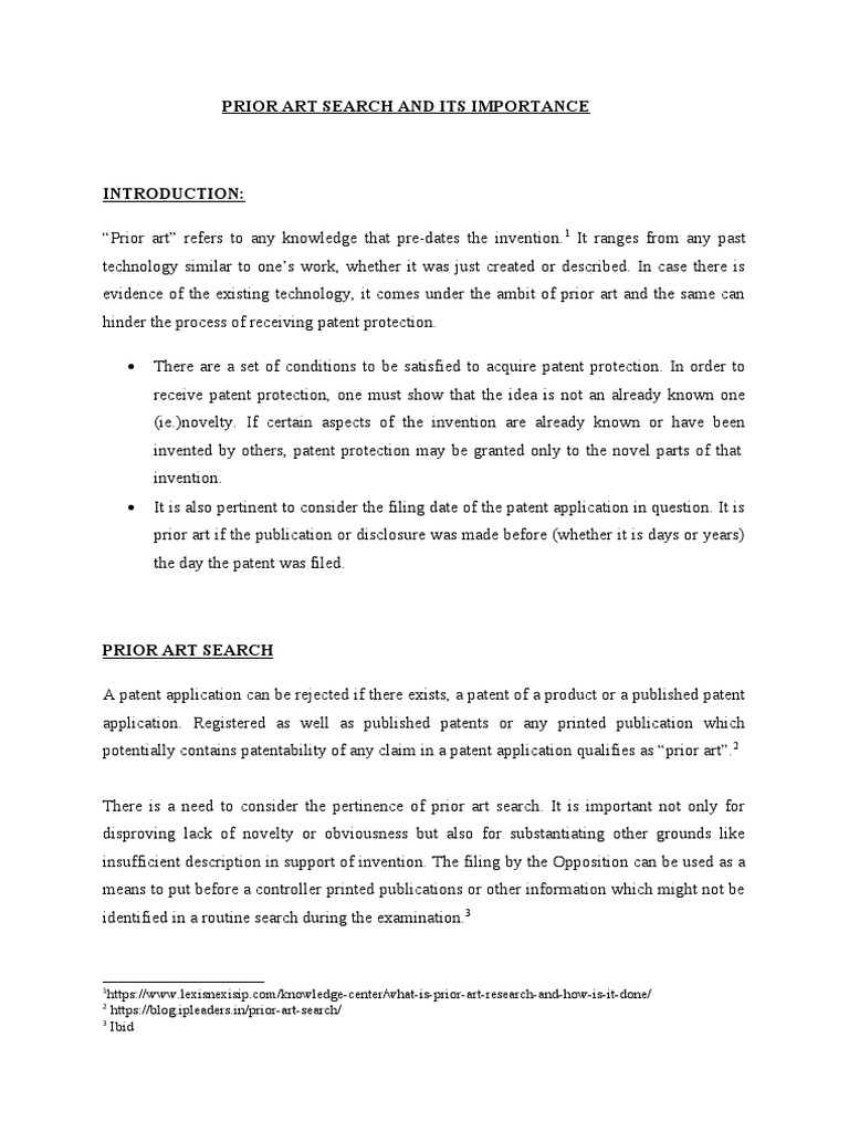 Prior Art Search and Flow Chart | PDF | Prior Art | Glossary Of Patent ...