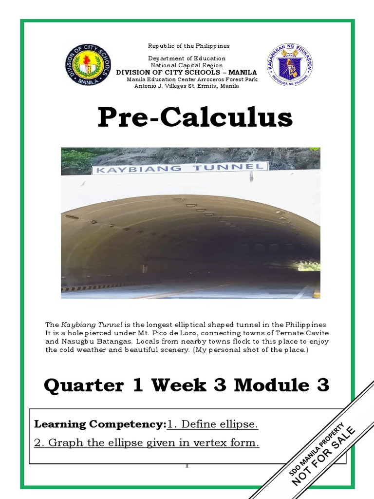 Pre-Calculus Ellipse Module | PDF | Ellipse | Cartesian Coordinate System